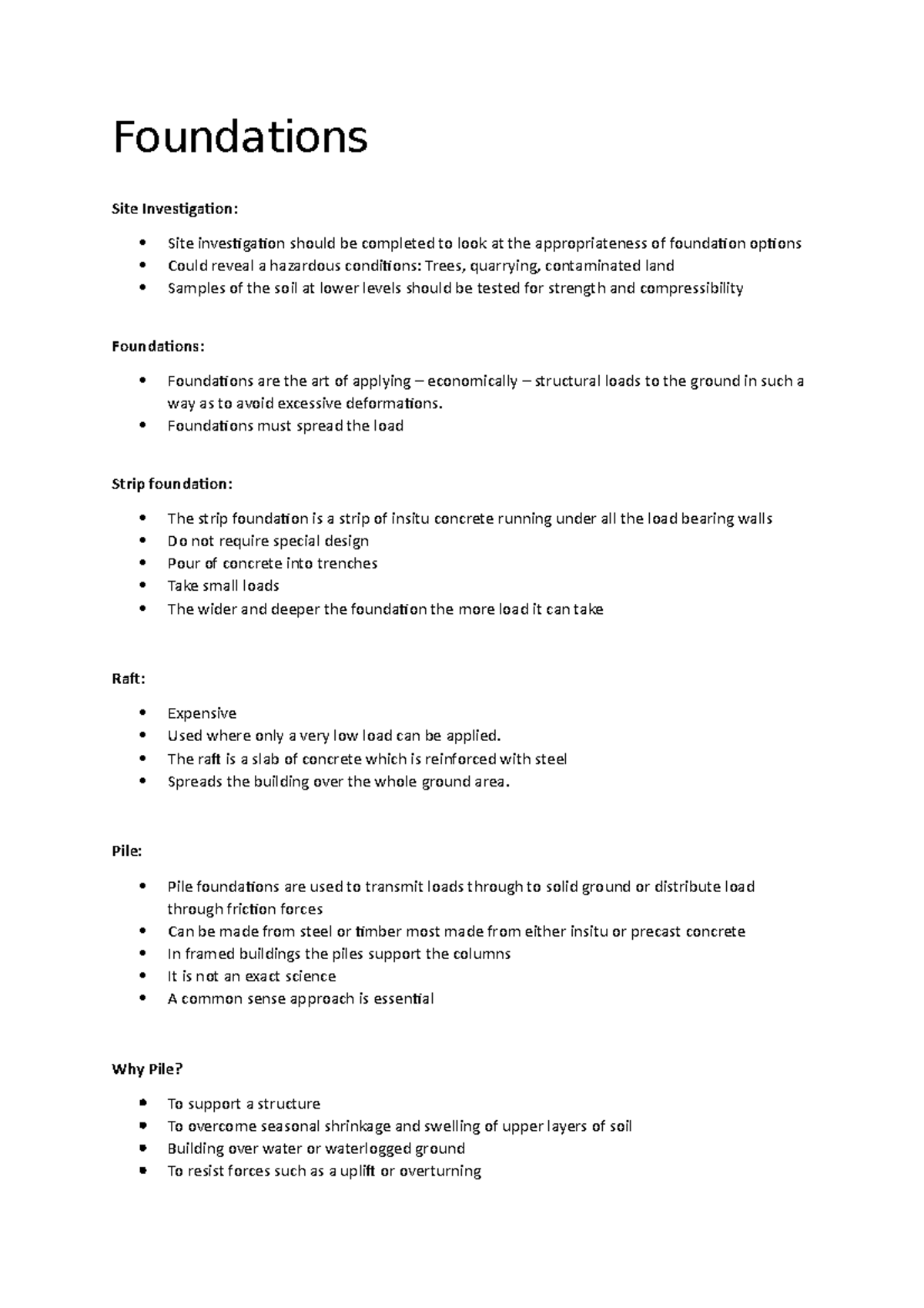 Lecture 6 - Foundations - Foundations Site Investigation: Site ...