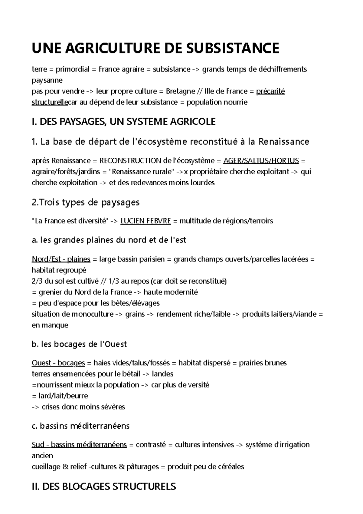 UNE Agriculture DE Subsistance - UNE AGRICULTURE DE SUBSISTANCE terre ...