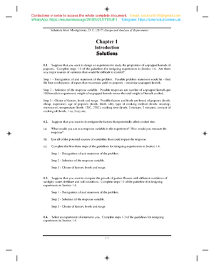 Solution Manual Design and Analysis of Experiments 10th edition ...