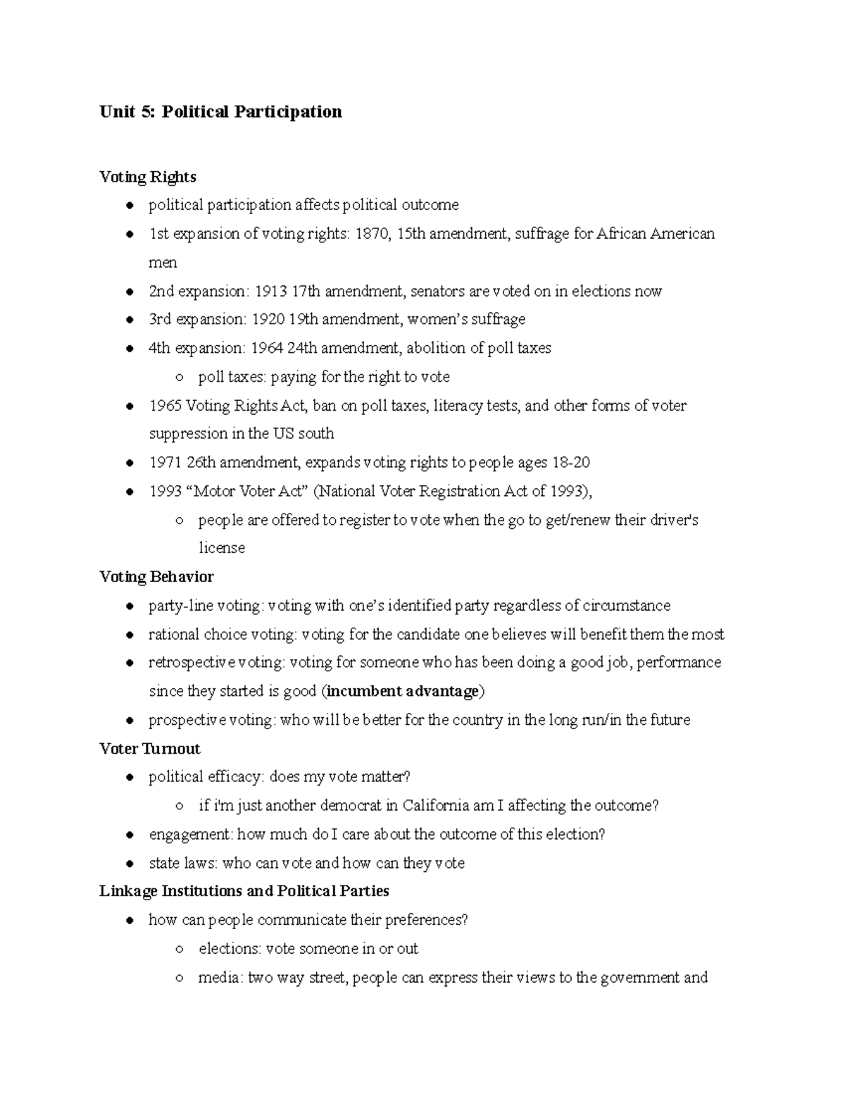UNIT 5 Notes (Lectures and Khan Academy) - Unit 5: Political ...