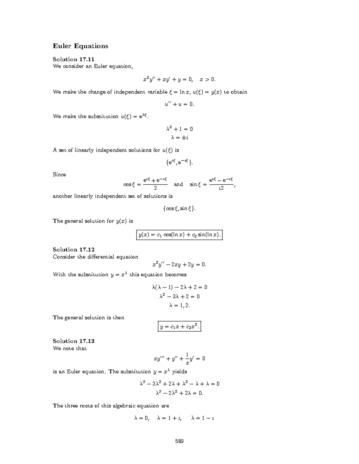 Ref MATH Adv Math Methods Sean Mauch-153 - Euler Equations Solution 17 ...