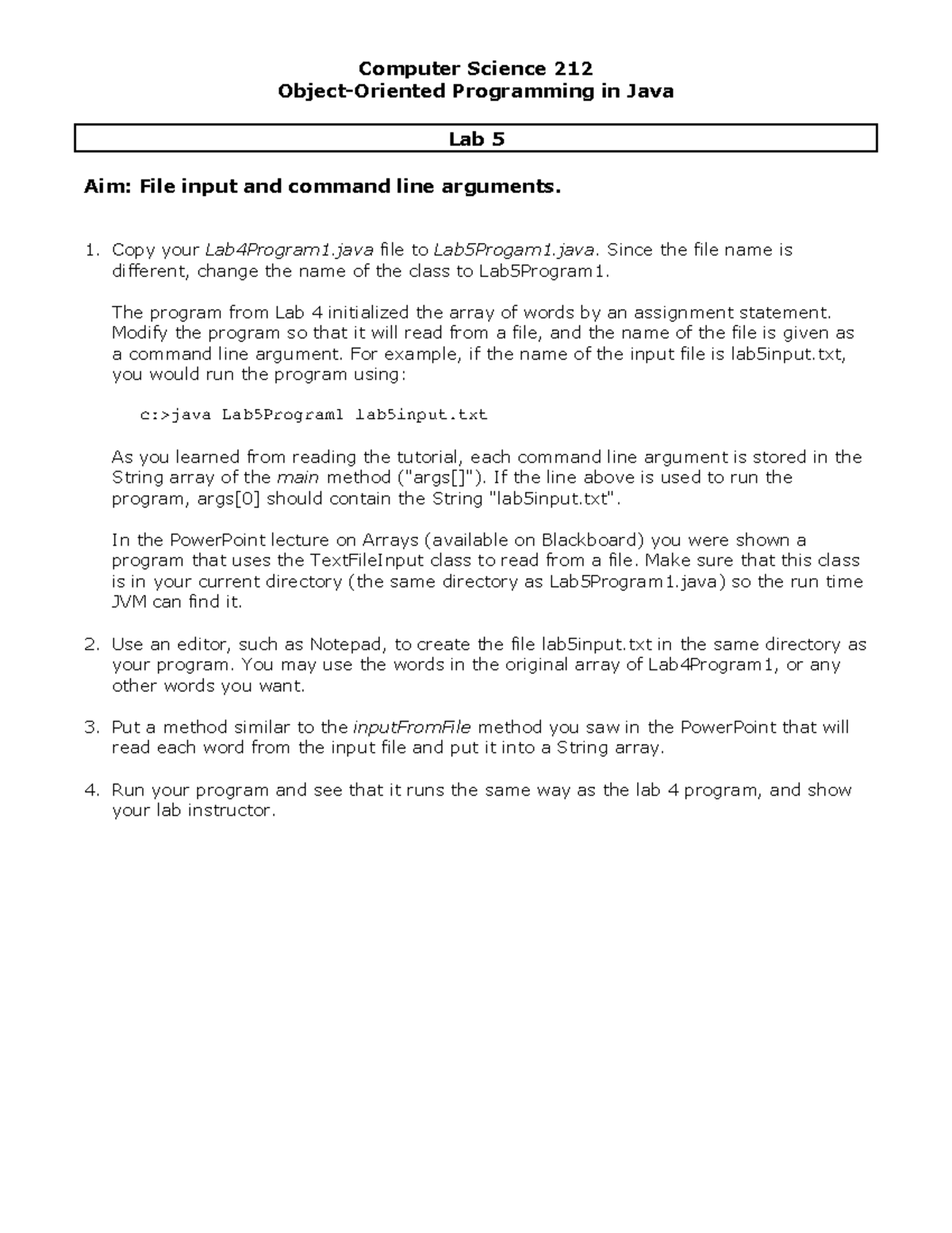 Lab5 Lab 5 For Laws Cs212 File Input And Command Line Arguments 9058