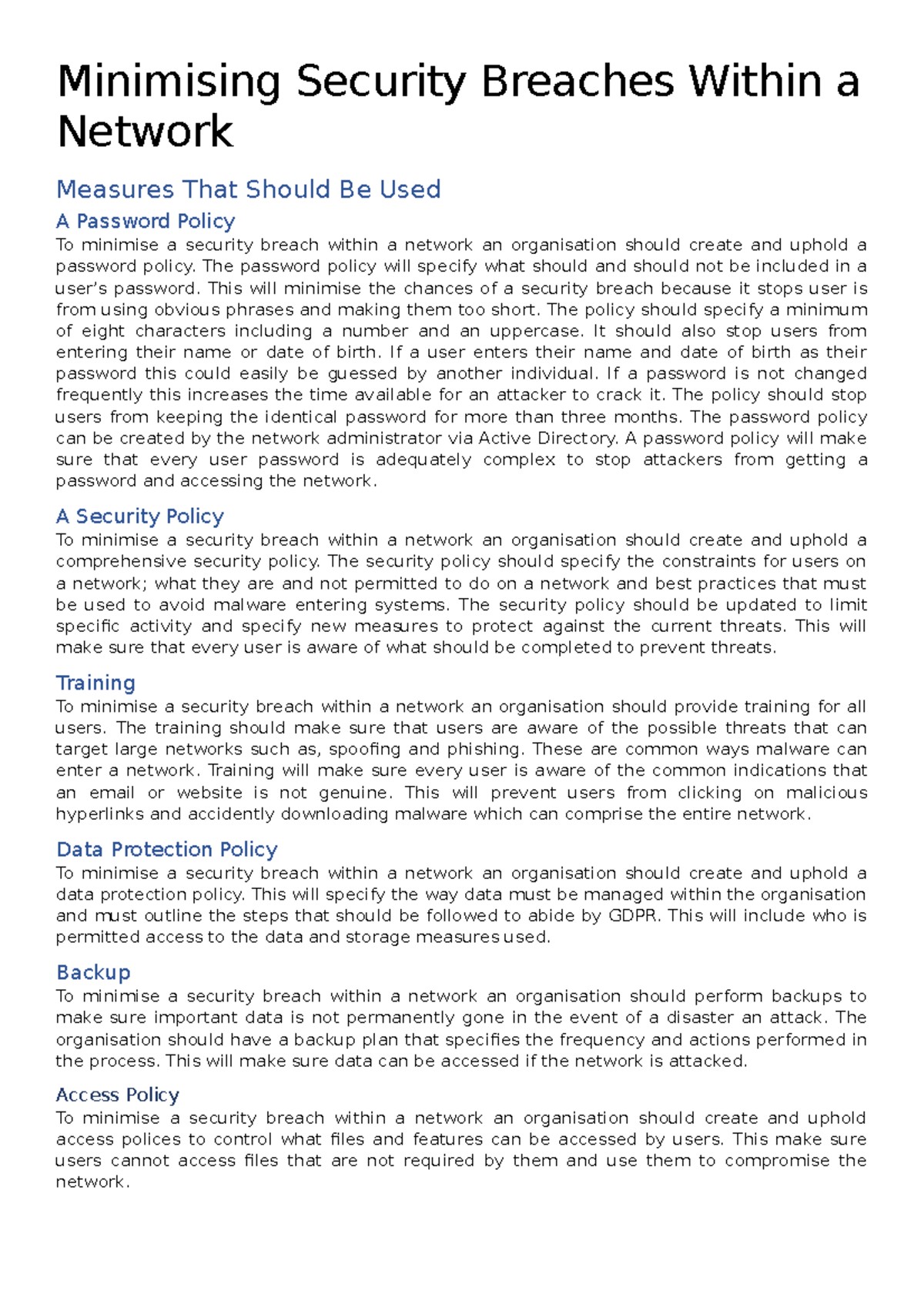 Unit 32 Network Systems Security Information Sheet V2 - Minimising ...