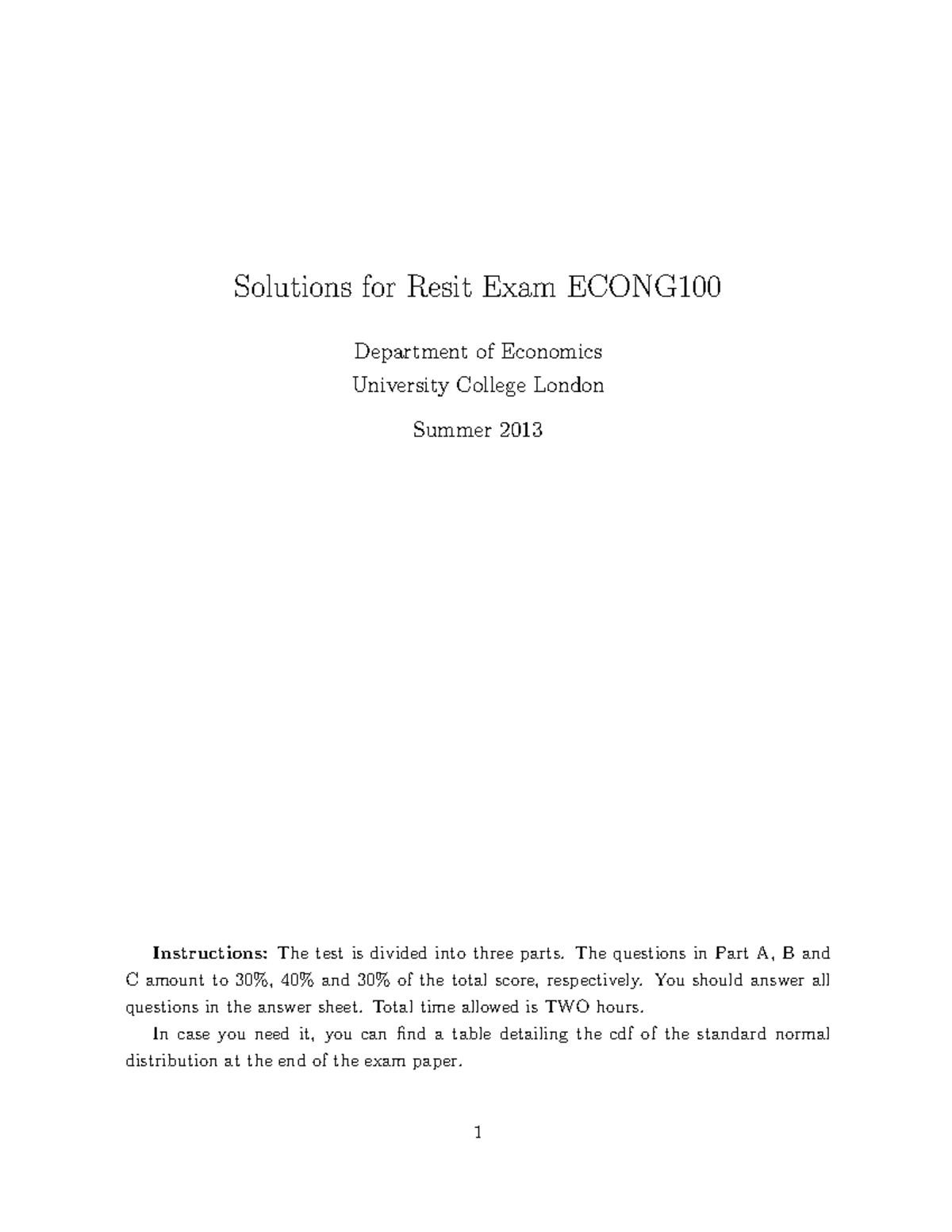 2012-13 resit solutions - Solutions for Resit Exam ECONG Department of ...