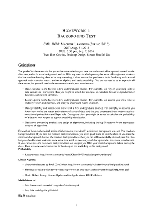 Homework 7 - 10-601 Machine Learning: Homework 7 Due 5 p. Wednesday ...