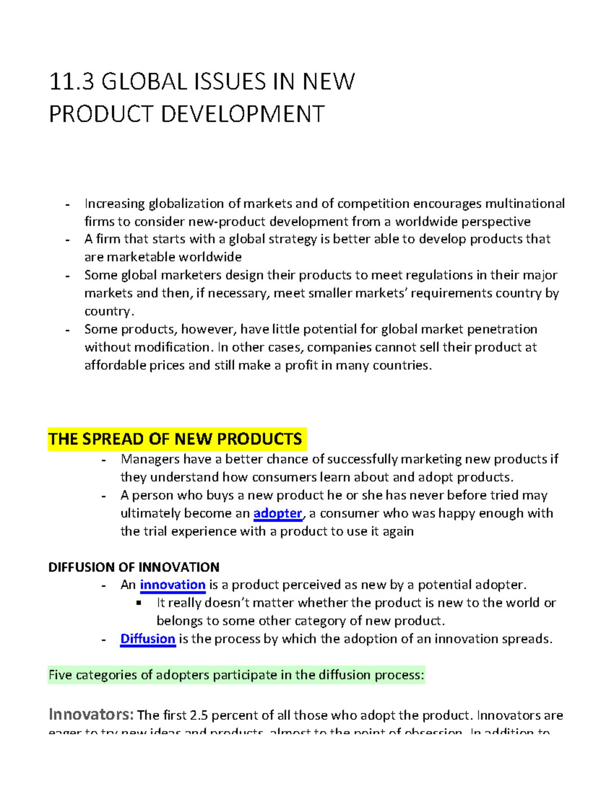 11.3 Global Issues IN NEW Product Development - Increasing ...