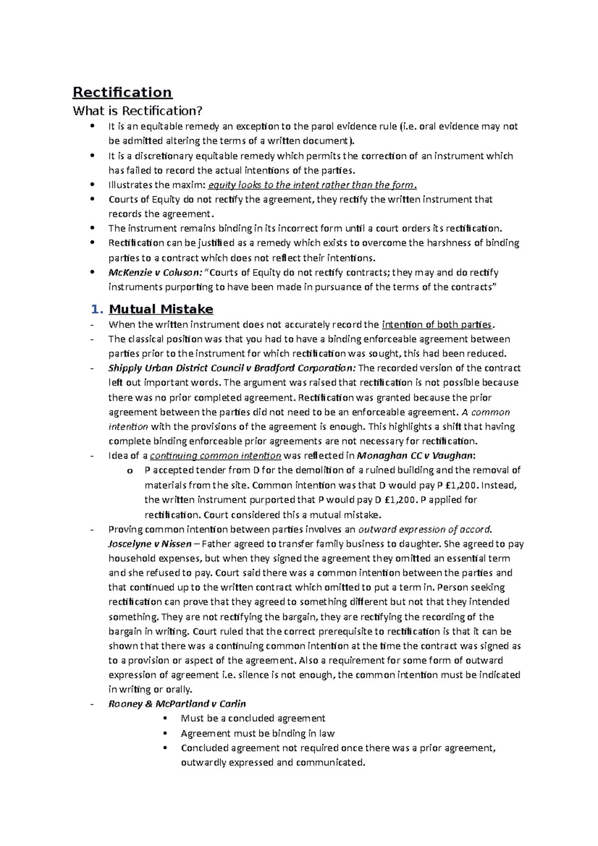 Rectification - concise notes - Rectification What is Rectification? It ...
