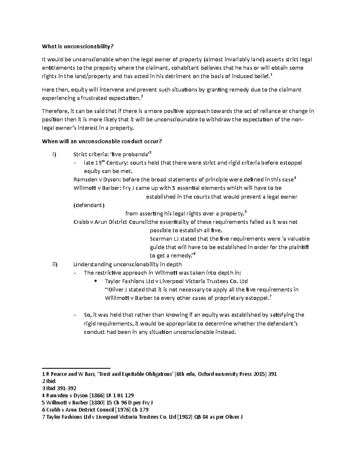 What is unconscionability - 1 Here then, equity will intervene and ...