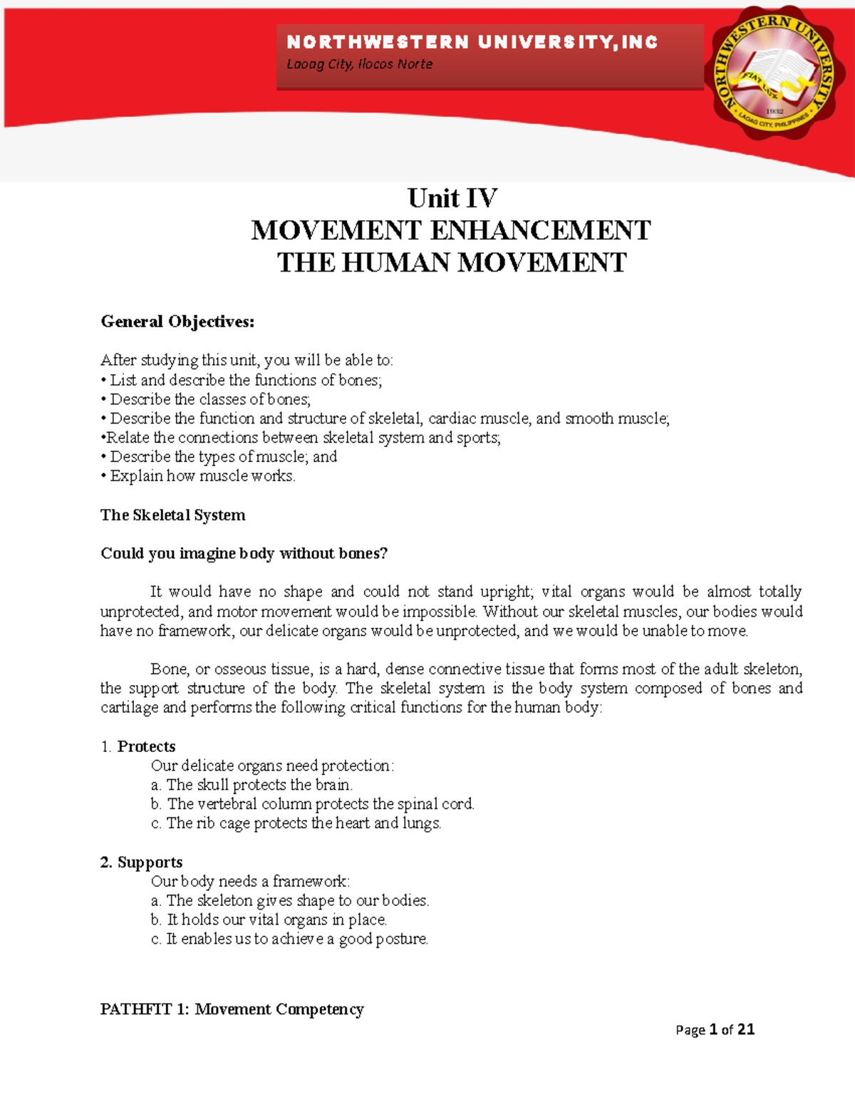 Human-movement - notes - Unit IV MOVEMENT ENHANCEMENT THE HUMAN ...