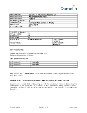 Hardware 1B - Study Guide - Certificate in PC Engineering Module: Basic Hardware 1B Module Code ...