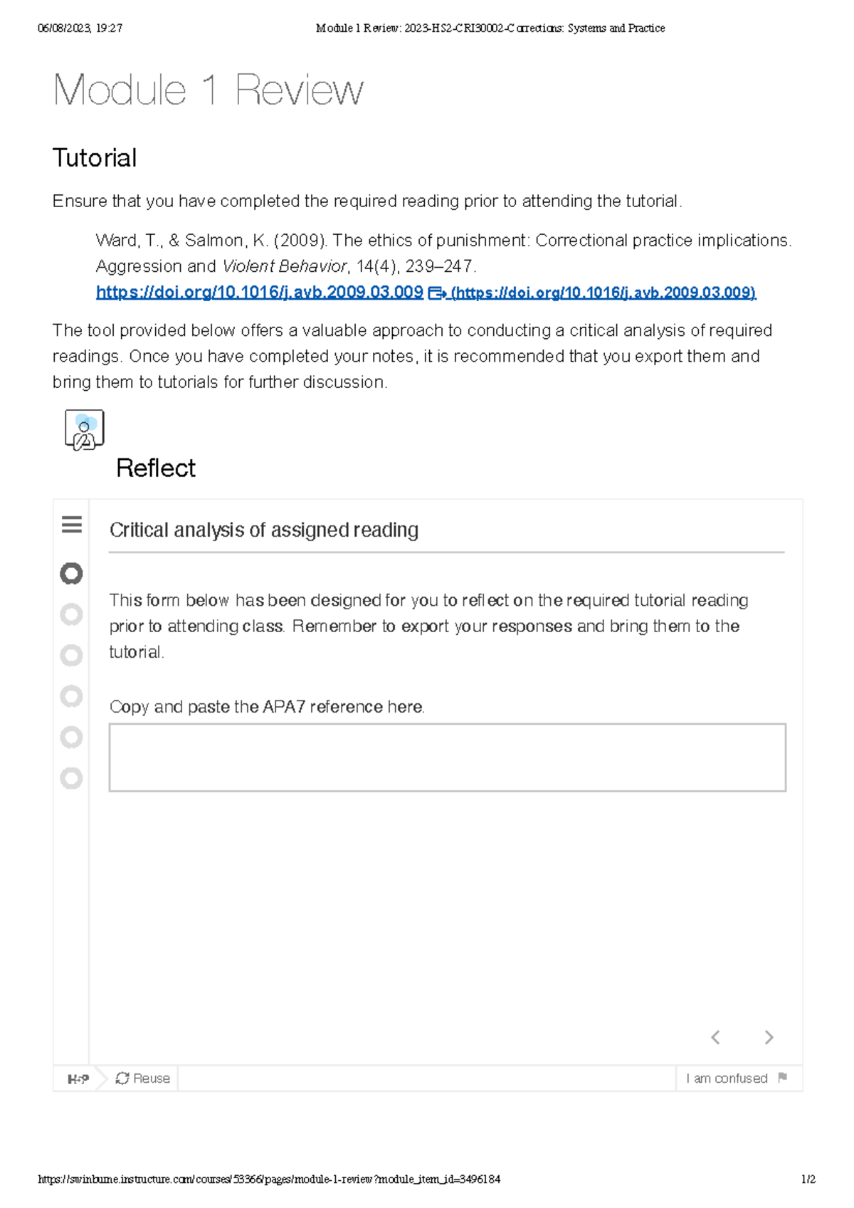 Module 1 Review 2023-HS2-CRI30002-Corrections Systems and Practice - - Studocu