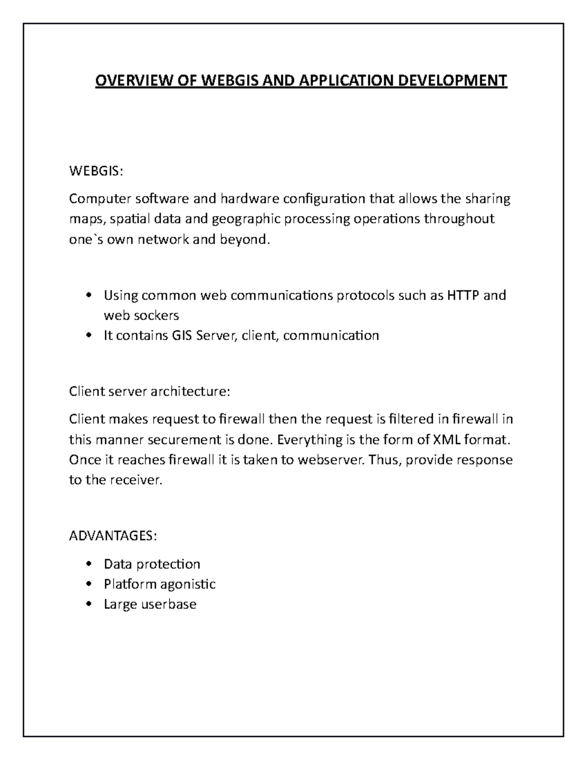 Overview Of Webgis And Application Development Overview Of Webgis And