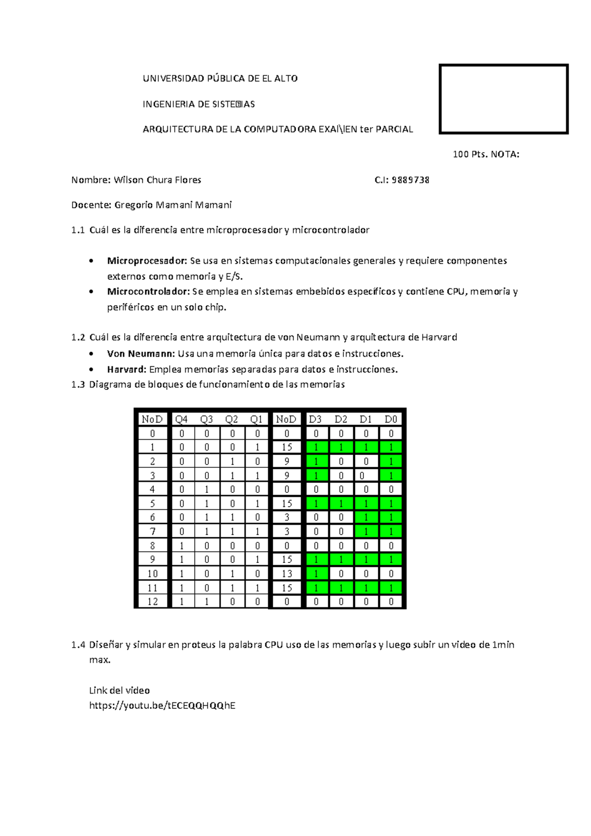 Arquitectura de computador - UNIVERSIDAD PÚBLICA DE EL ALTO INGENIERIA ...