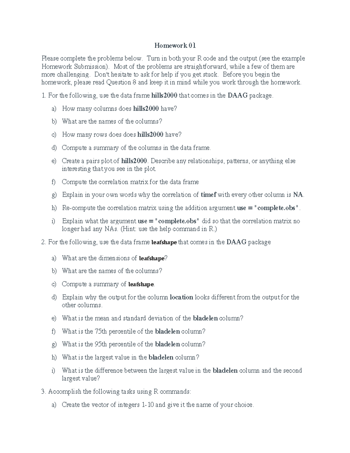 Homework 01 - NANANANNN - Homework 01 Please complete the problems ...