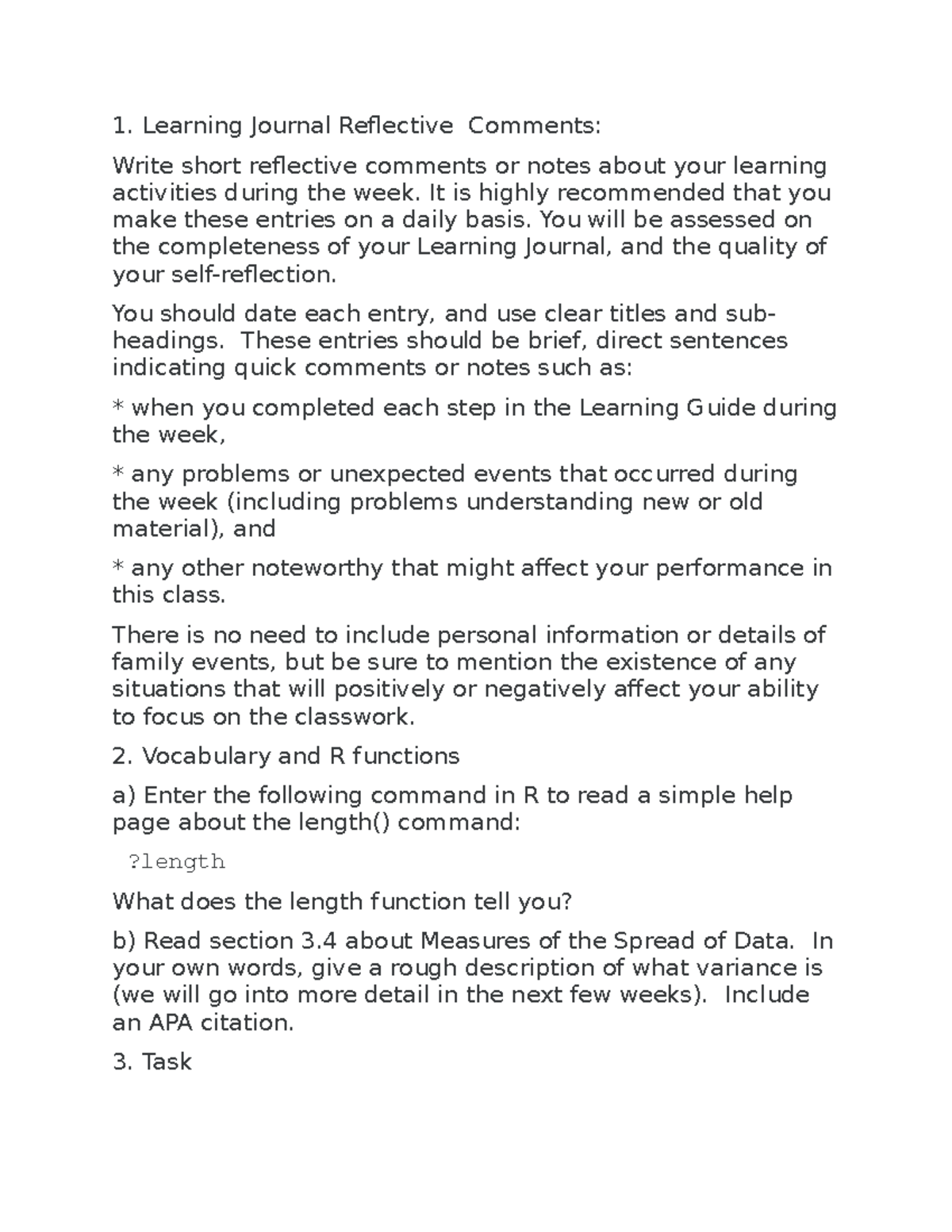 Learning Journal Unit 3 - Learning Journal Reflective Comments: Write ...