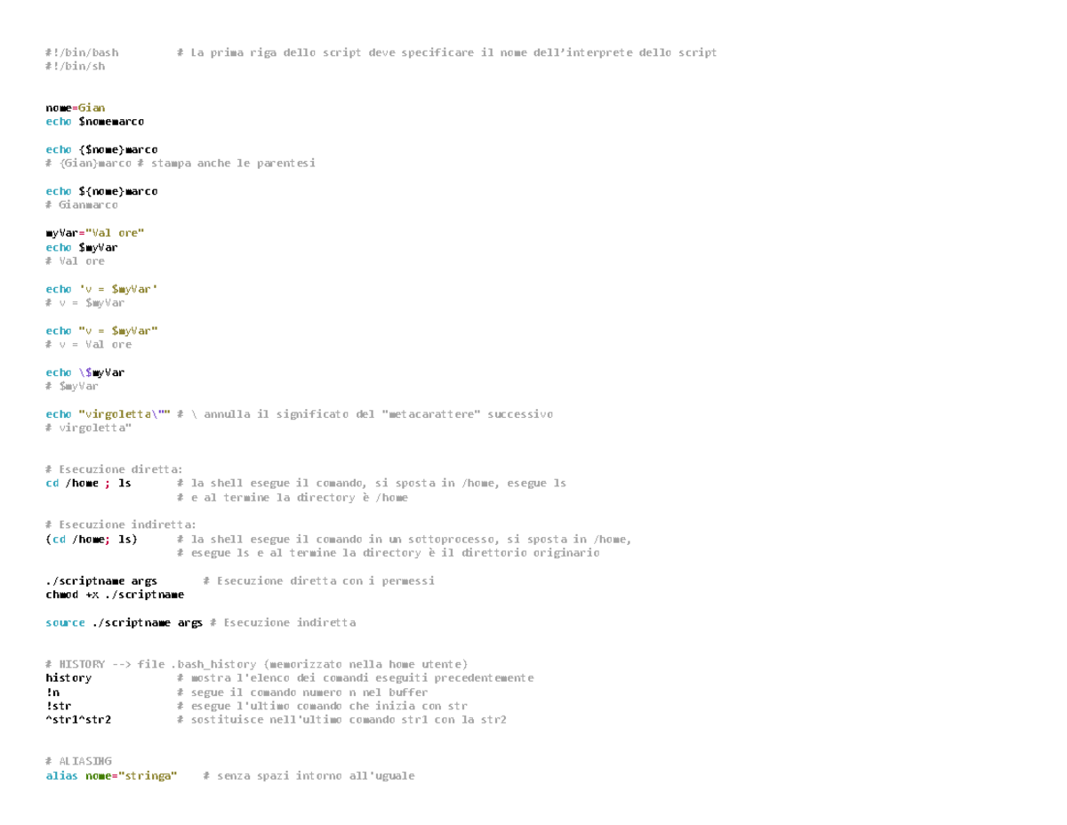 Comandi Bash Binbash La Prima Riga Dello Script Deve 9151