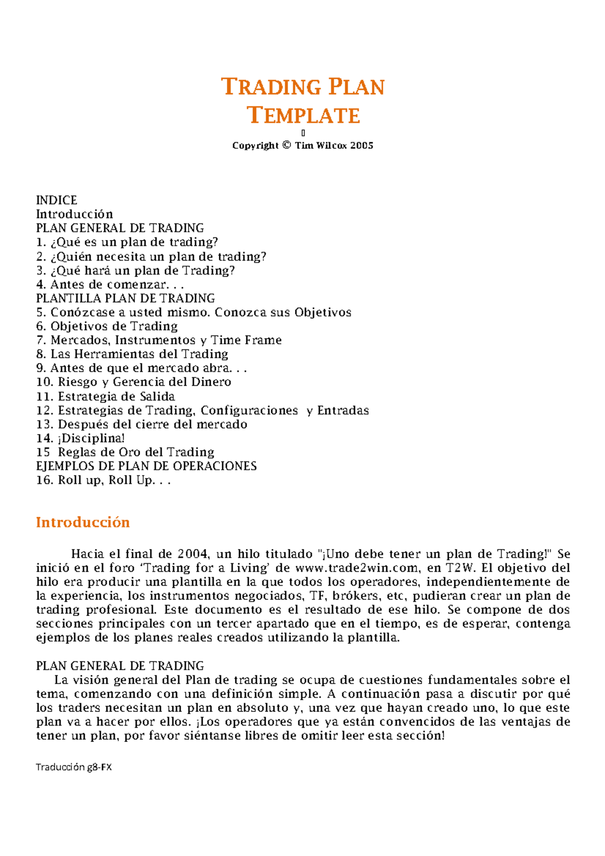 Plan de Trading - ccxvdscvv - TRADING PLAN TEMPLATE Copyright © Tim ...