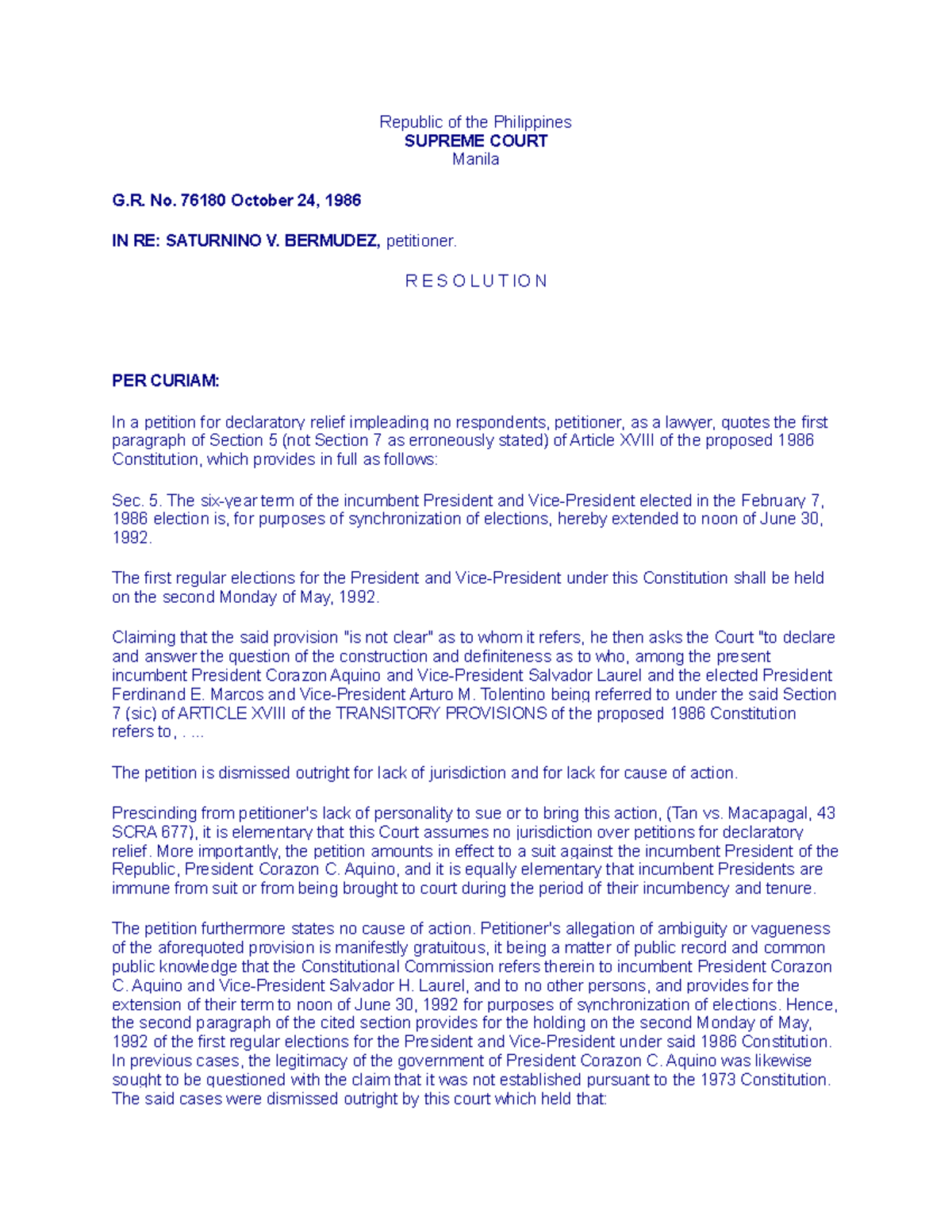 G.R. No. 76180 - This is a petition for declaratory relief filed by the ...