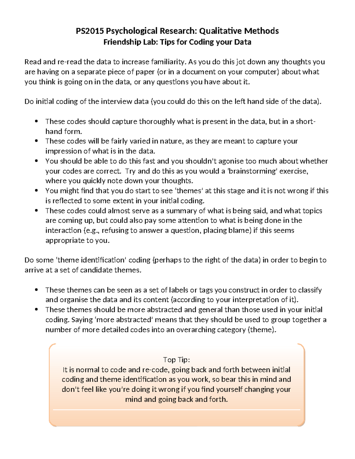 PS2015 lab coding tips - Psychology - PS2015 Psychological Research ...