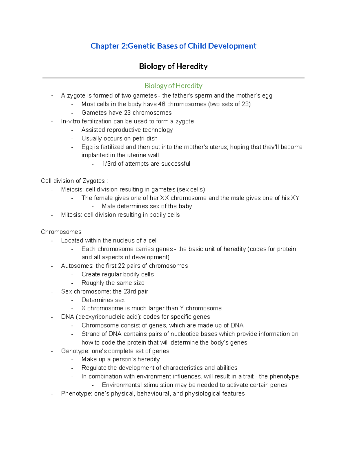 Developmental Psychology Chap 2 - Chapter 2:Genetic Bases of Child ...