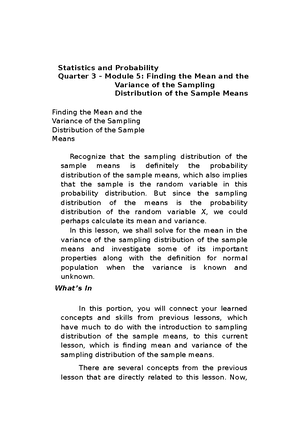 Statistics Probability Quarter 3 Module 3: The Normal Distribution ...