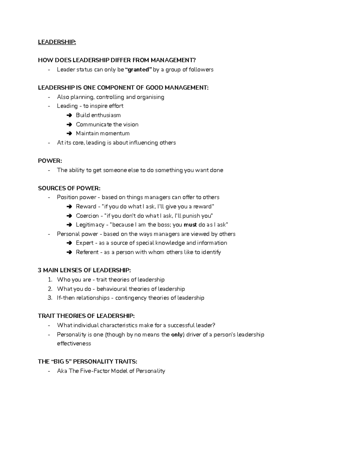 Leadership - LEADERSHIP: HOW DOES LEADERSHIP DIFFER FROM MANAGEMENT ...