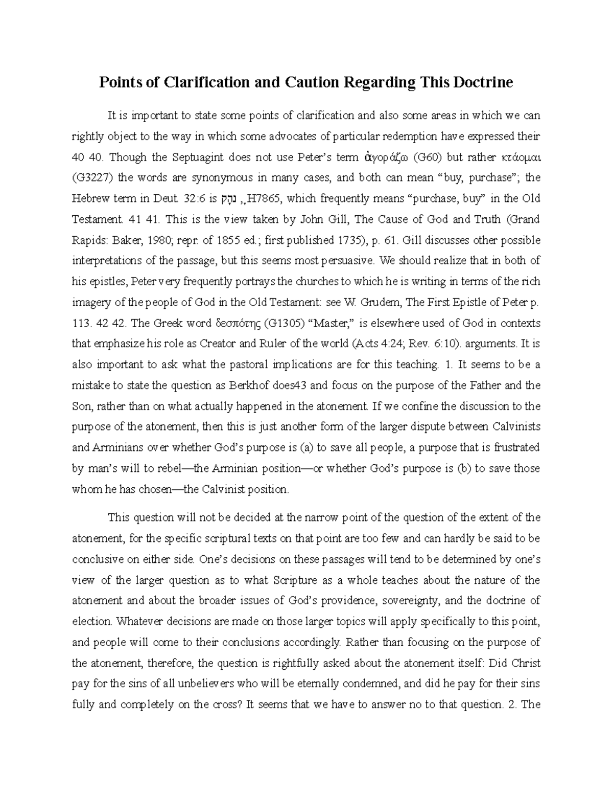 Points of Clarification and Caution Regarding This Doctrine - Though ...