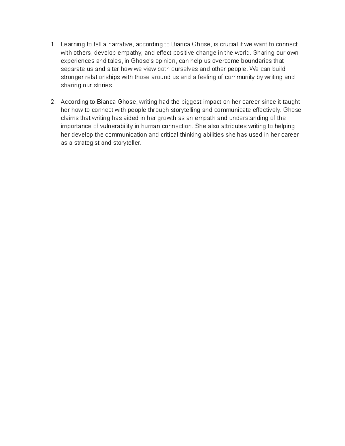 The Power of Your Personal Story Assignment Sheet - Learning to tell a ...