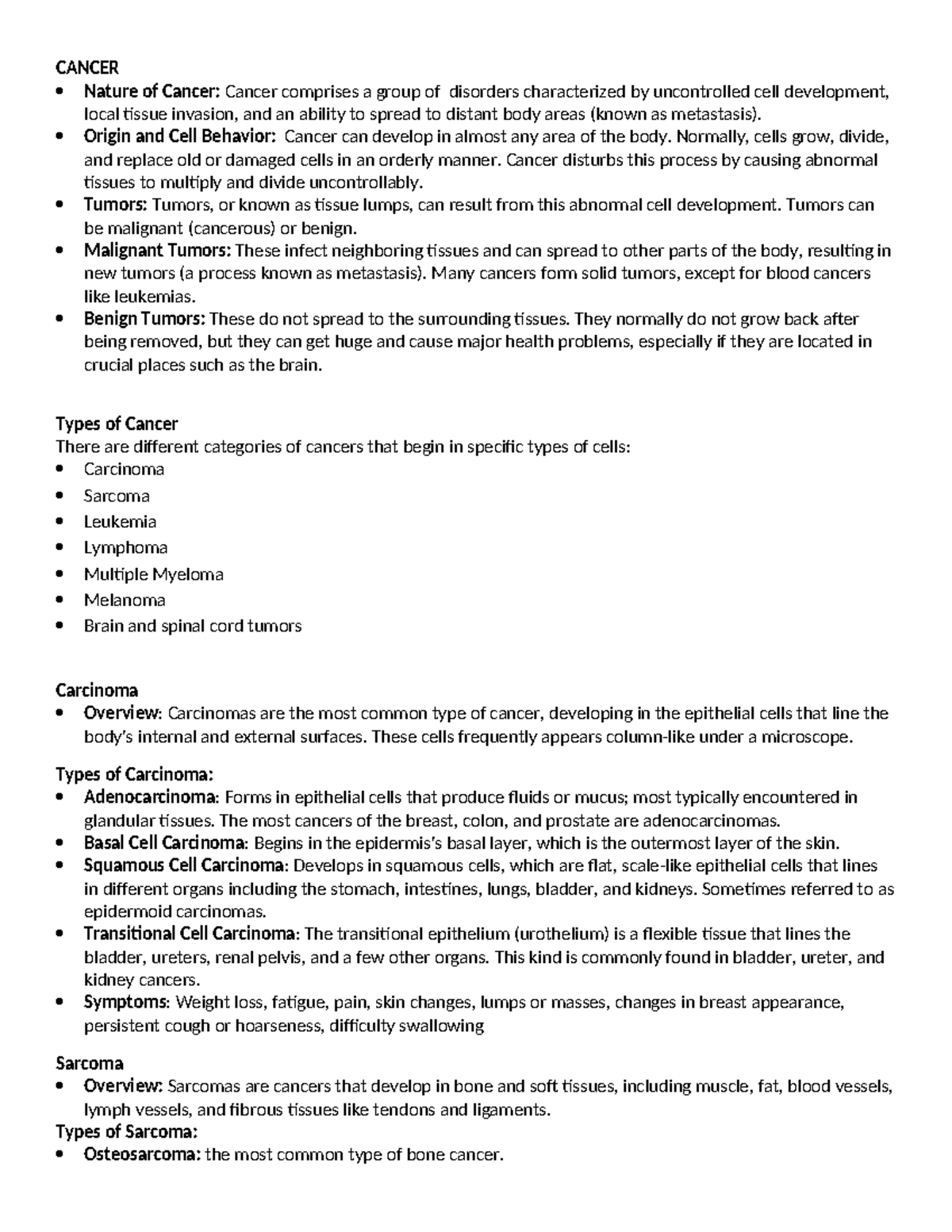 Script for Oncologic Disorder - CANCER Nature of Cancer: Cancer ...