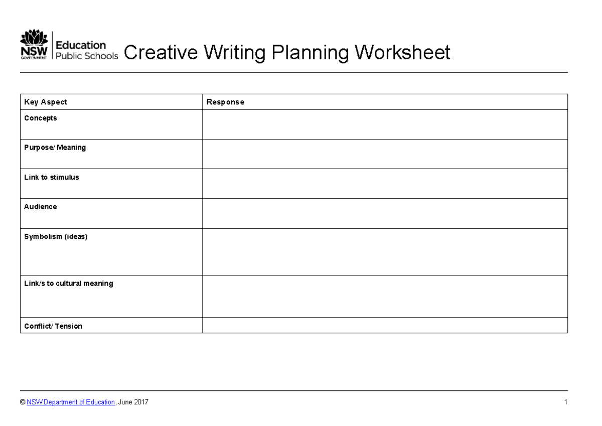 English standard y11 rtw resource 6 creative writing planning worksheet ...