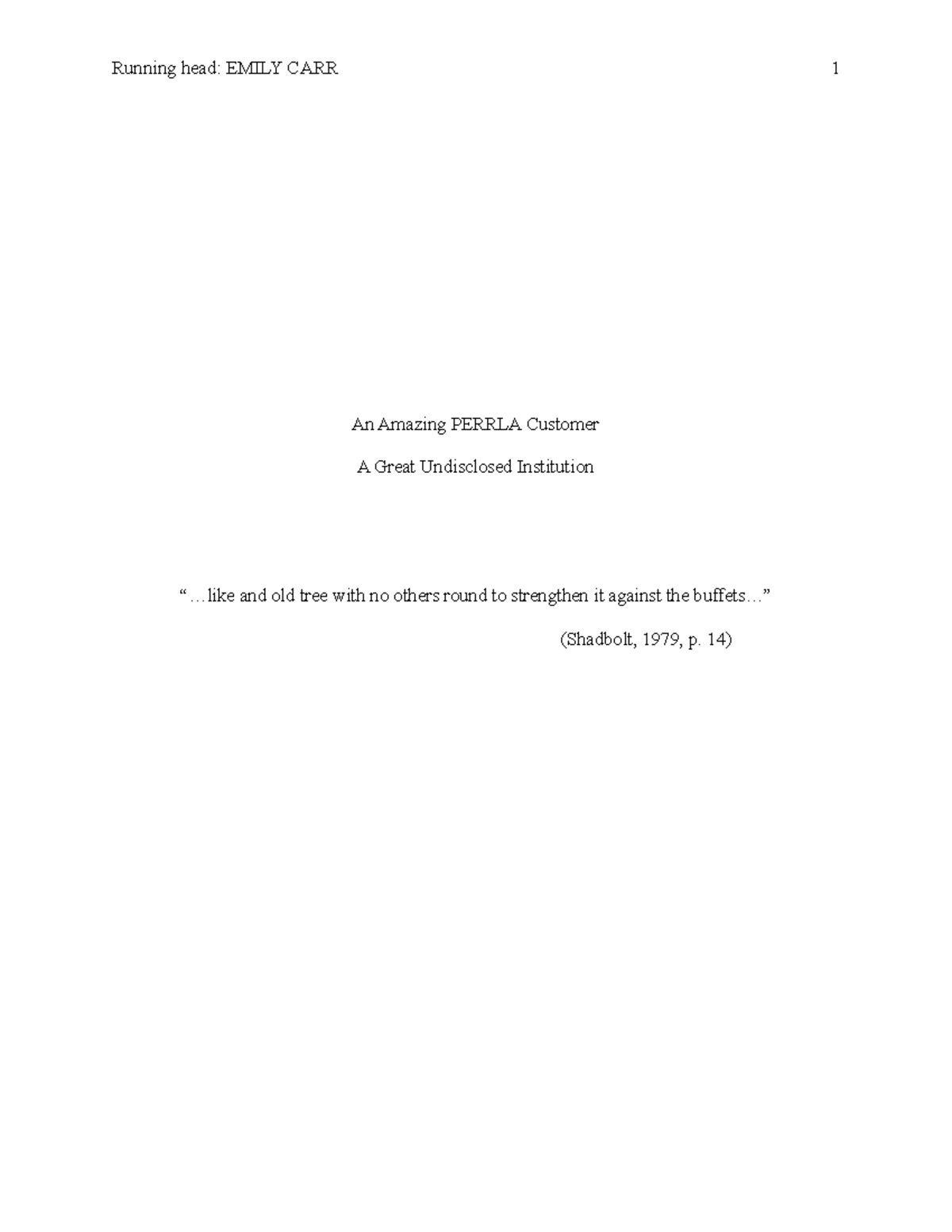 7. APA - Epiteth, 7 pages - Running head: EMILY CARR 1 An Amazing ...