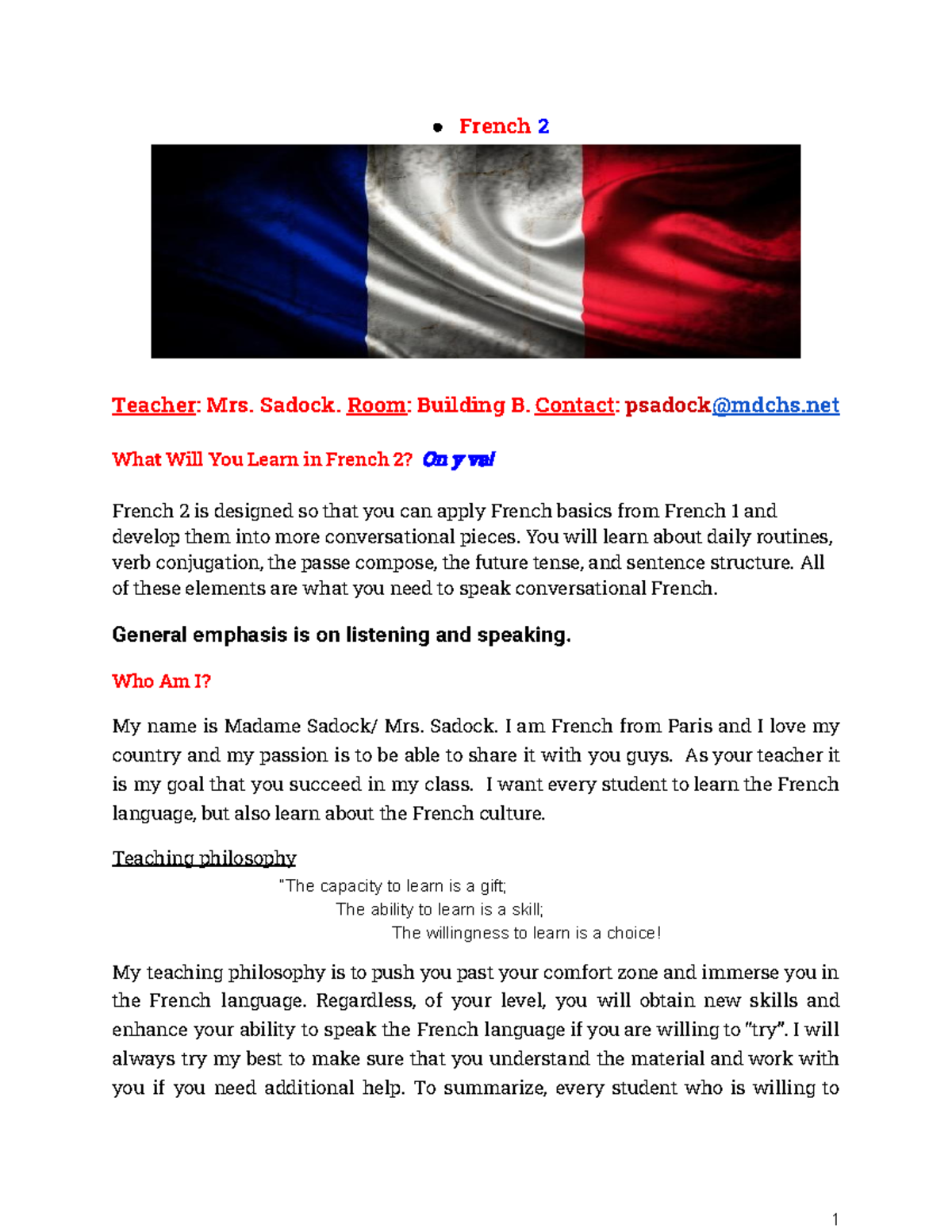 French 2 syllabus - dasdf - DAN 301 - PennWest California - Studocu
