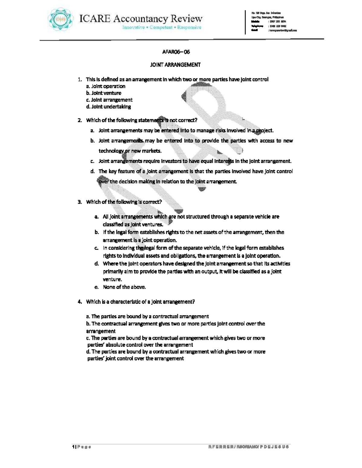 AFAR 06-06 Joint Arrangement ( Encrypted) - BS in Accountancy - Studocu