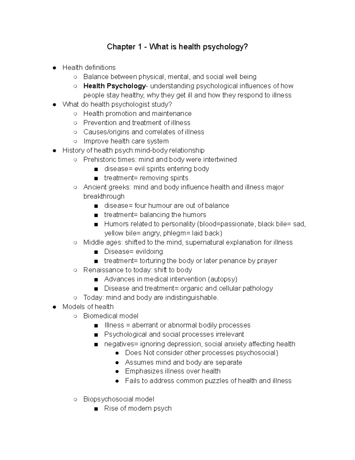 Chapter 1 - What is Health Psychology? - Chapter 1 - What is health ...