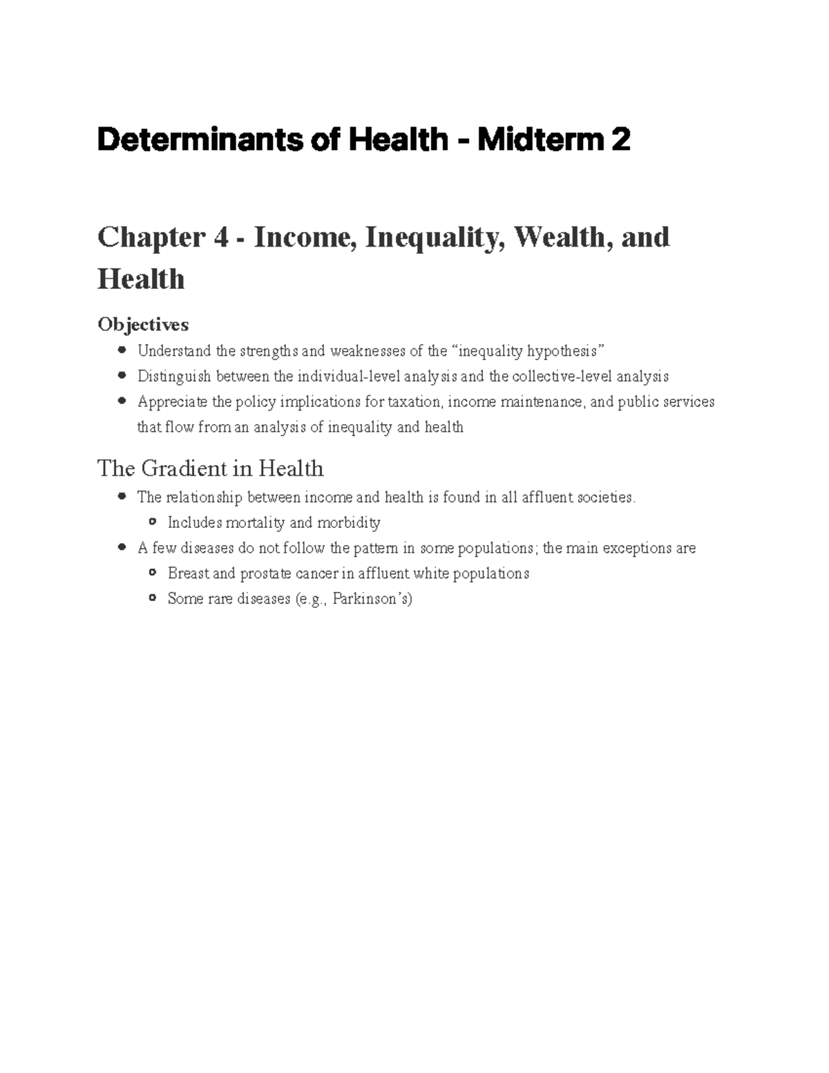 Determinants of Health - Notes for Midterm 2 - HSS1101 - uOttawa - Studocu