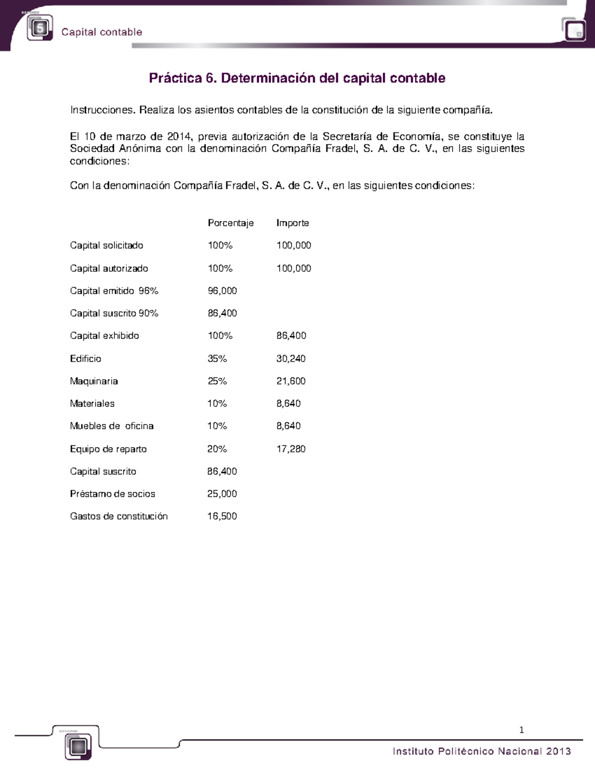 Practica 6 u5 determinacion capital contable - Práctica 6 ...