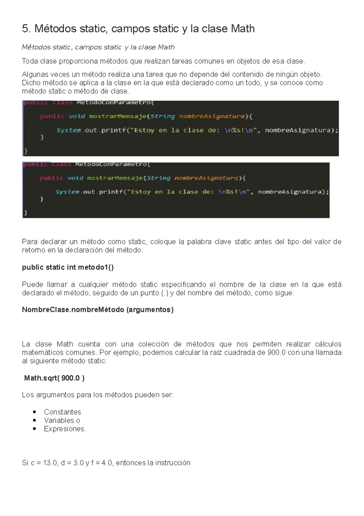 5. Métodos static, campos static y la clase Math - 5. Métodos static ...