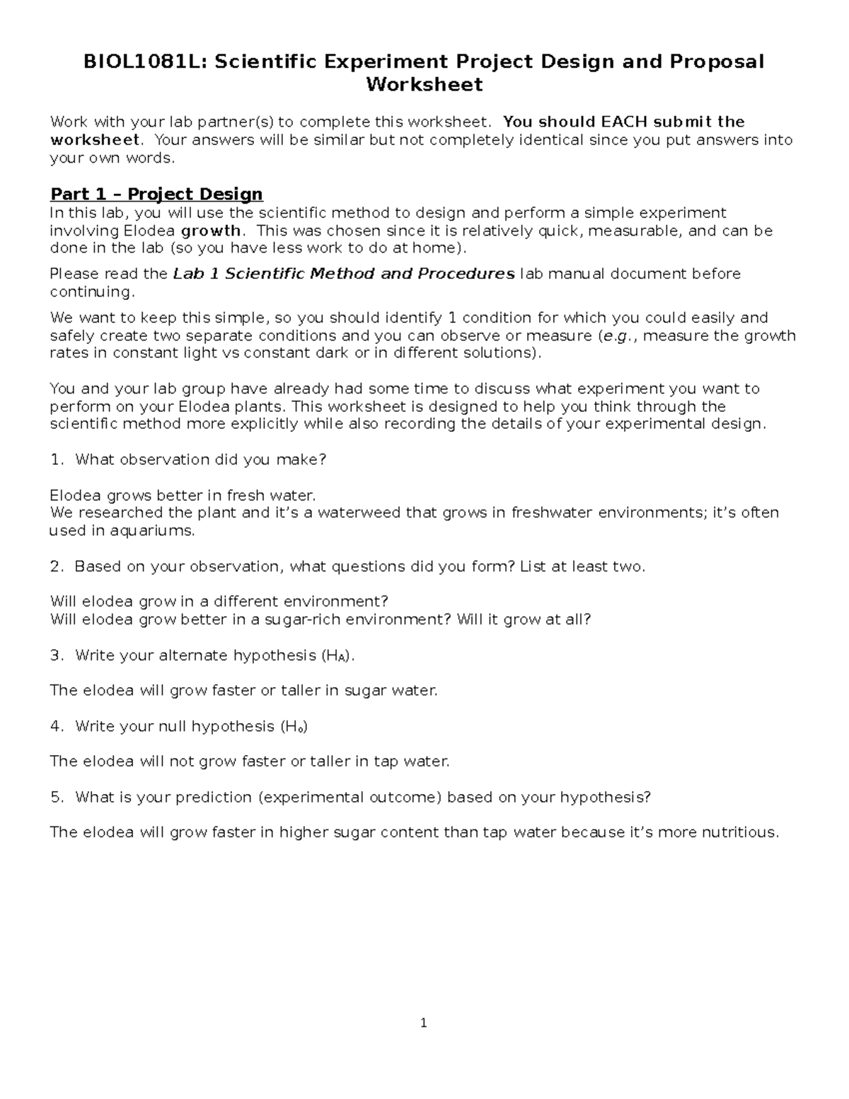 Project Design and Proposal WS - BIOL1081L: Scientific Experiment ...