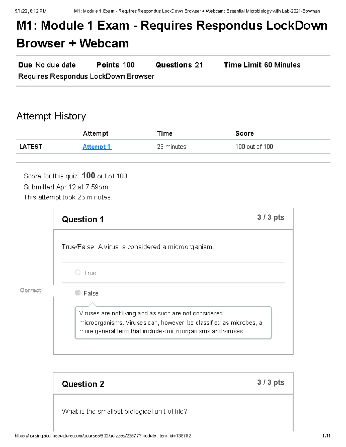 M1 Module 1 Exam Requires Respondus Lock Down Browser Webcam Essential ...