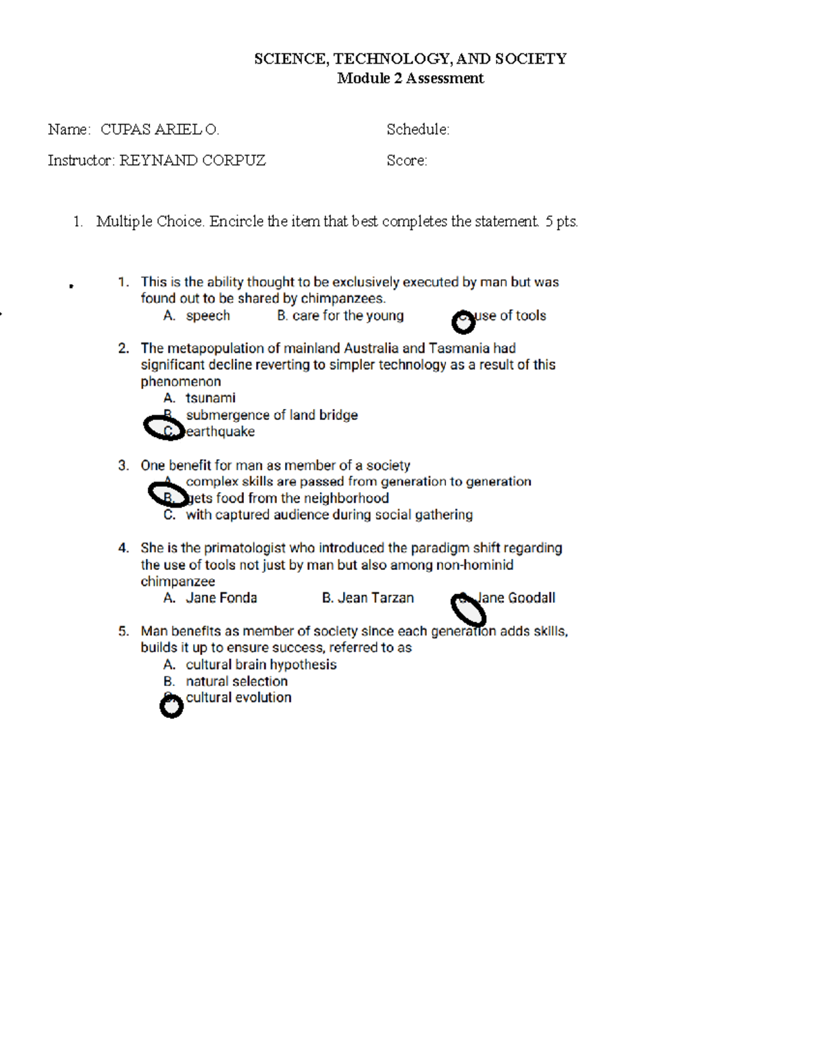 Cupas Module 2 Assessment - SCIENCE, TECHNOLOGY, AND SOCIETY Module 2 ...