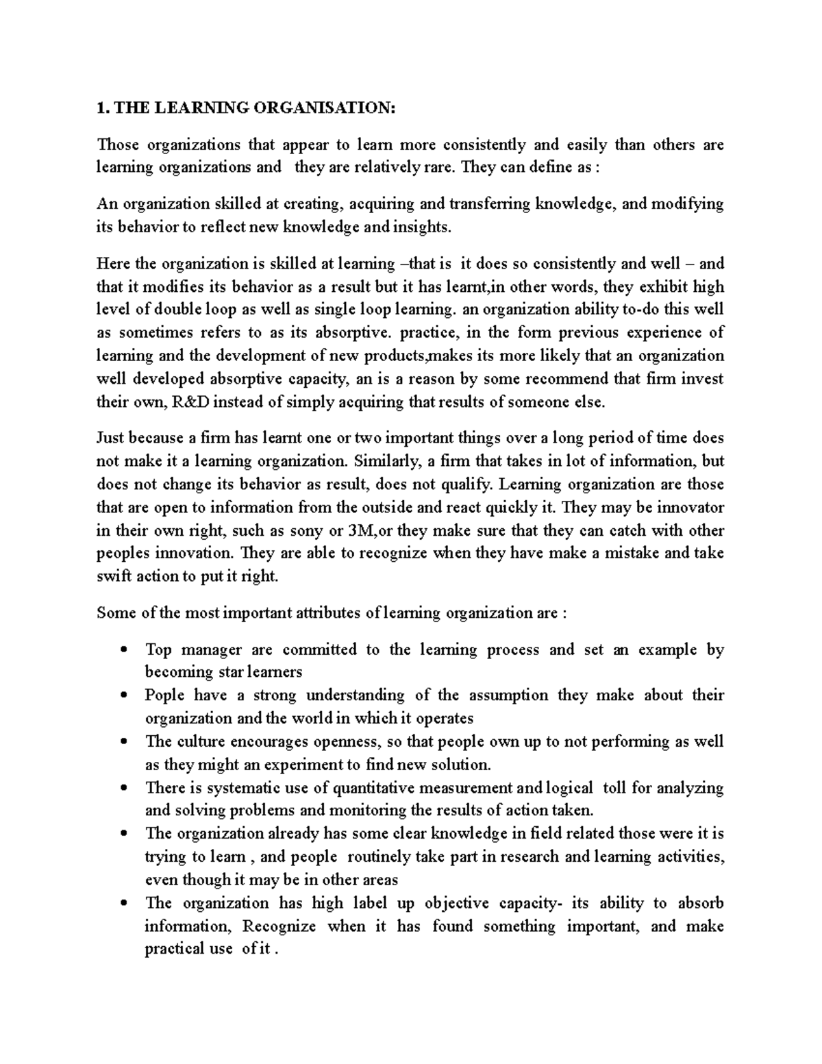 Financial development types and theories - 1. THE LEARNING ORGANISATION ...