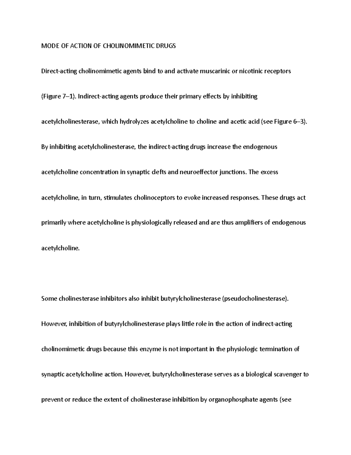 MODE OF Action OF Cholinomimetic Drugs - MODE OF ACTION OF ...