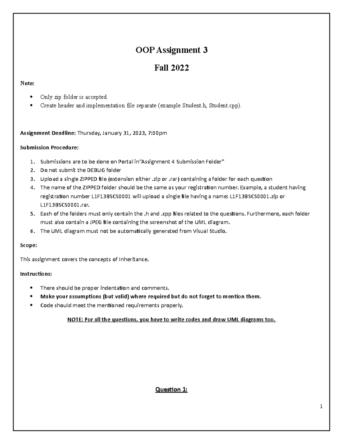 Assignment 3 - Create header and implementation file separate (example Student, Student). - Studocu