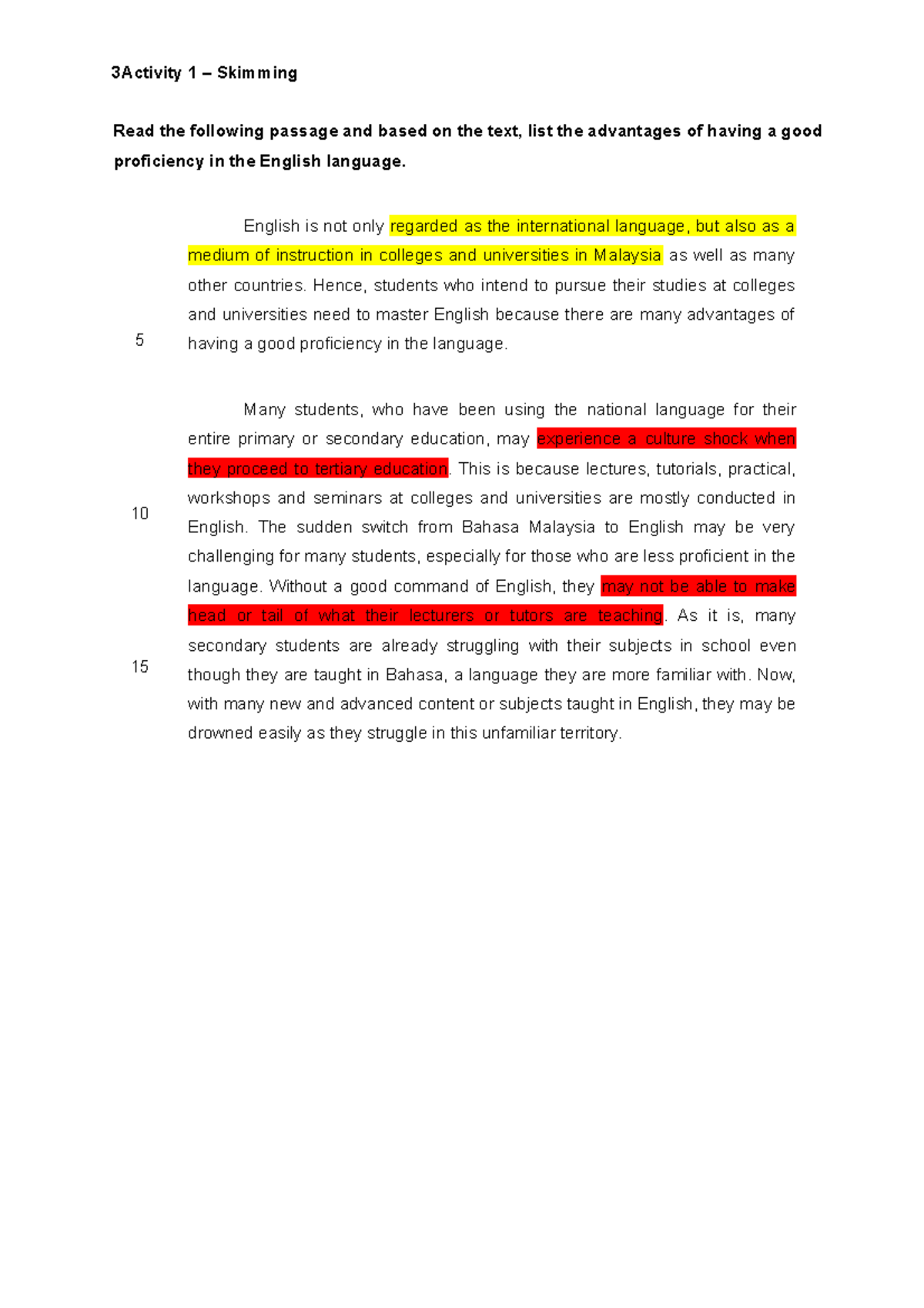091 W1S2 3SKIM n SCAN Exercise - 3Activity 1 – Skimming Read the ...