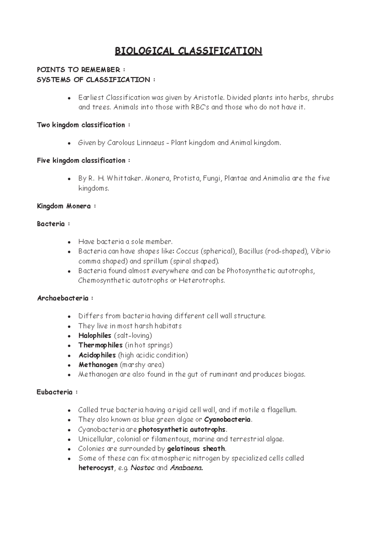 1.Biological Classification (XI- Botany Chapter-1) - BIOLOGICAL ...