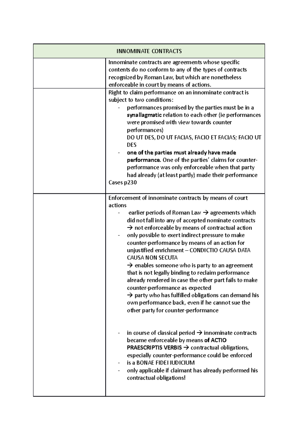 Innominate Contracts en - INNOMINATE CONTRACTS Innominate contracts are ...