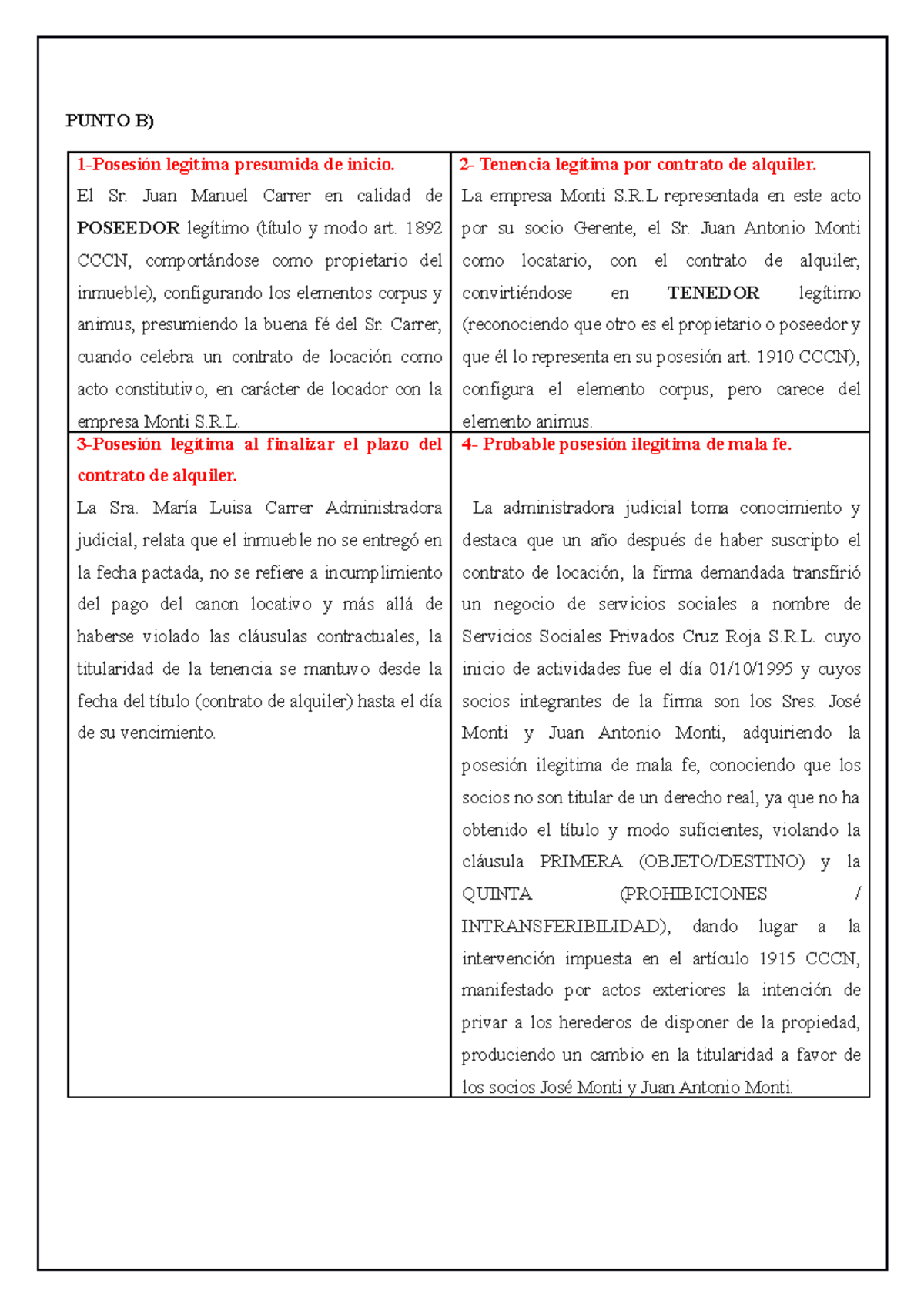 TP 1 - Reales - ES EL PUNTO B - APROBADO - PUNTO B) 1-Posesión legitima ...