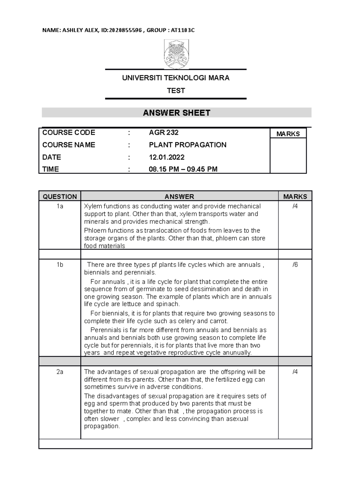 Ashley ALEX AT1103C AGR232 - NAME: ASHLEY ALEX, ID:2020855596 , GROUP ...