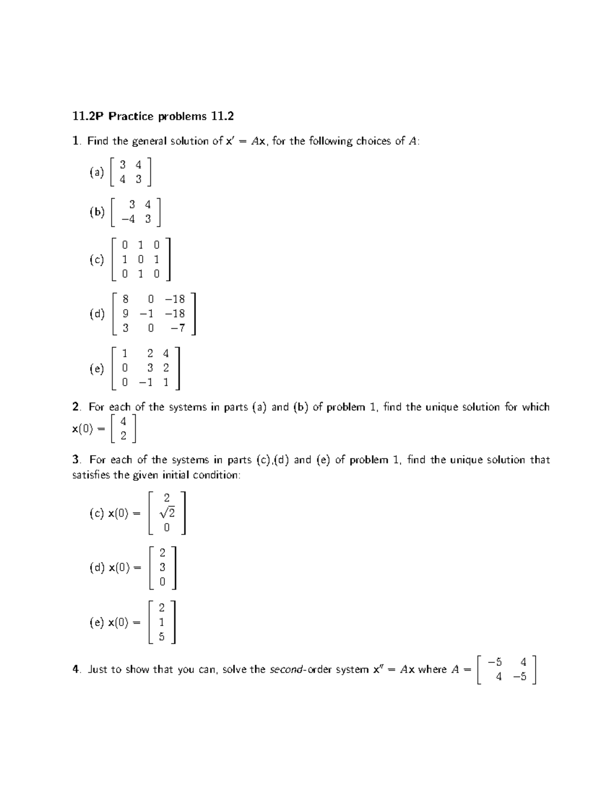 Sec 11 - Practice Problem 2400 11.2 - 11 Practice problems 11. Find the general solution of x 1 ...