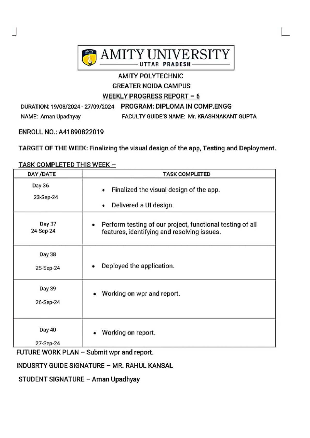 Week6 wpr - in utni sure Silvia q Kia ais ikw s - AMITY AMITY ...